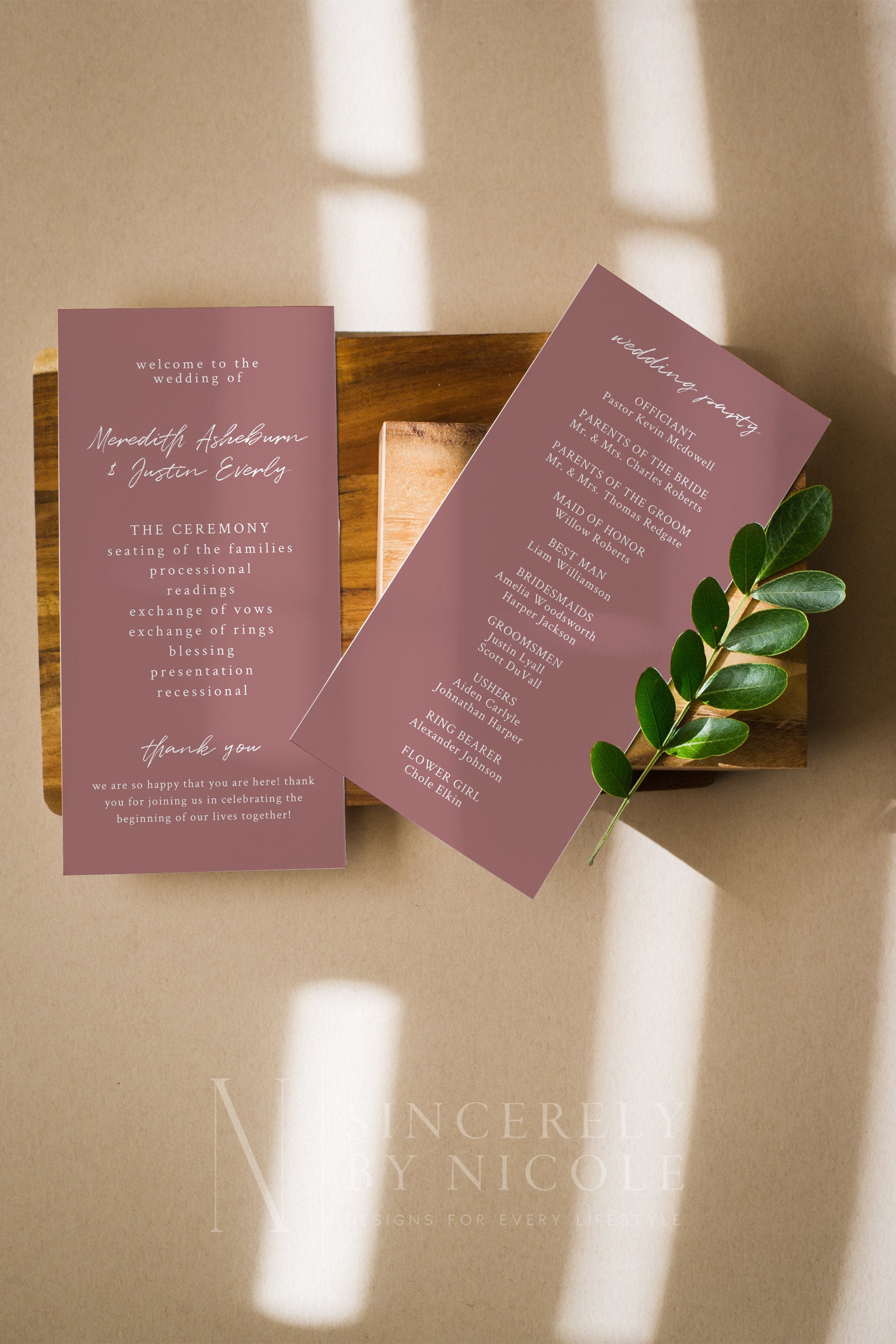 Modern Wedding Program Template Minimalist Order of Service - Etsy