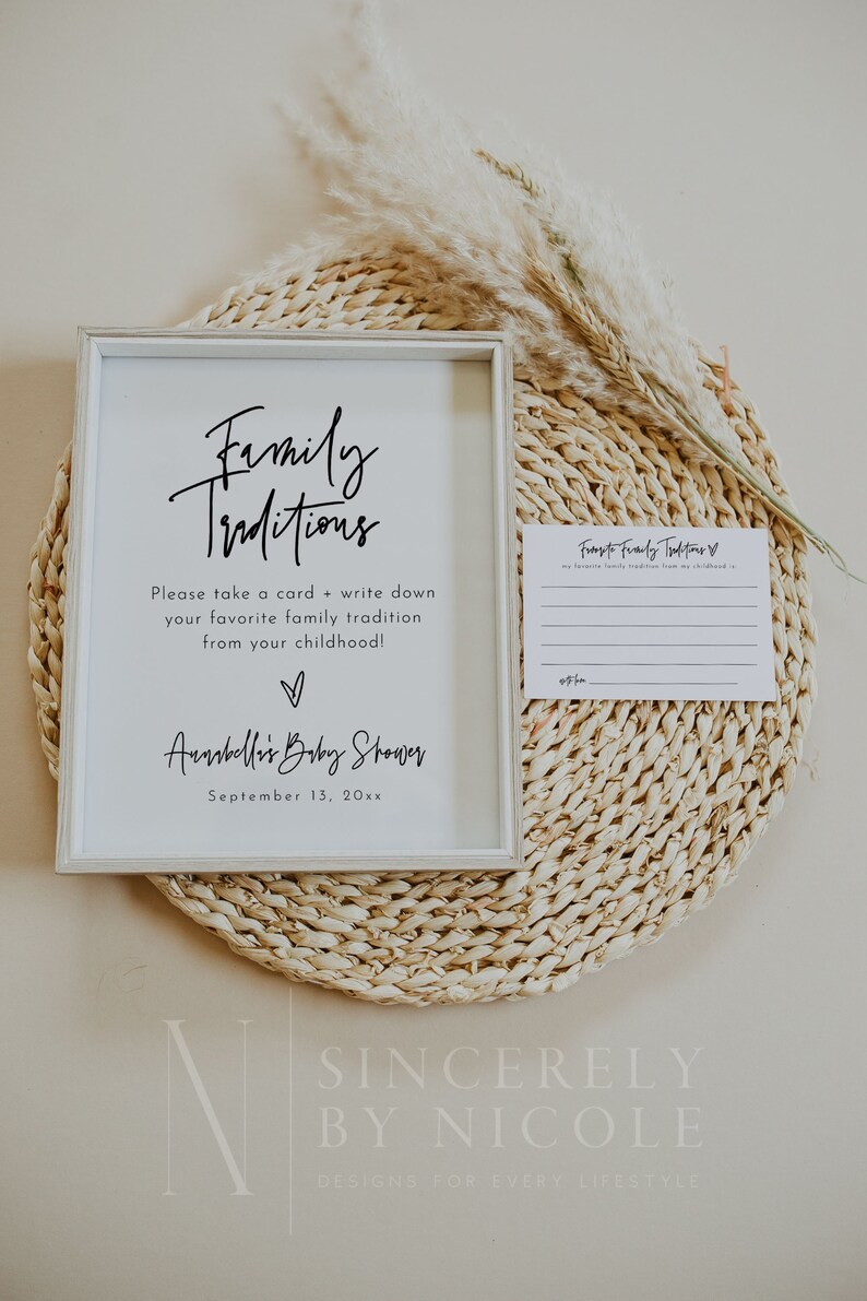 Editable Printable Family Traditions Card, Family Traditions Baby ...