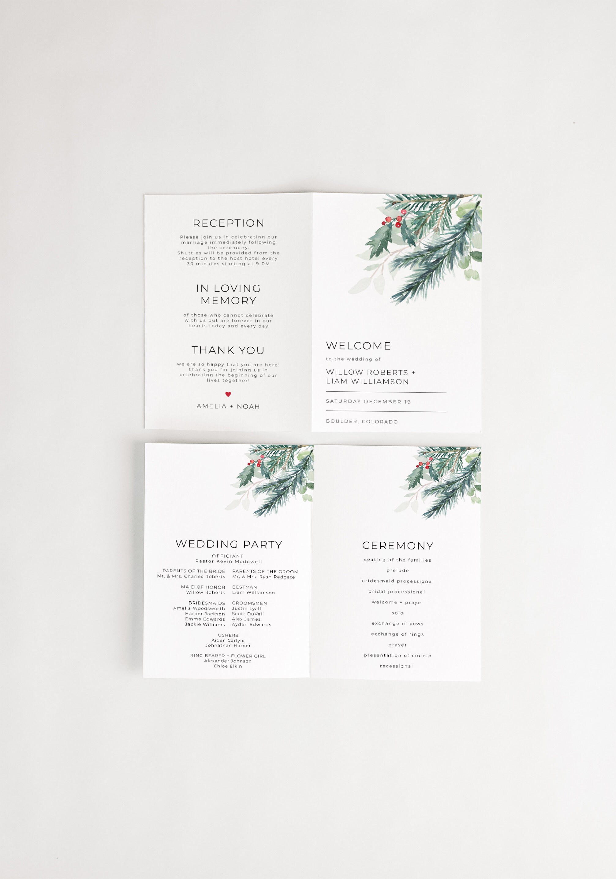 Editable Printable Foldable Wedding Program Christmas Wedding - Etsy