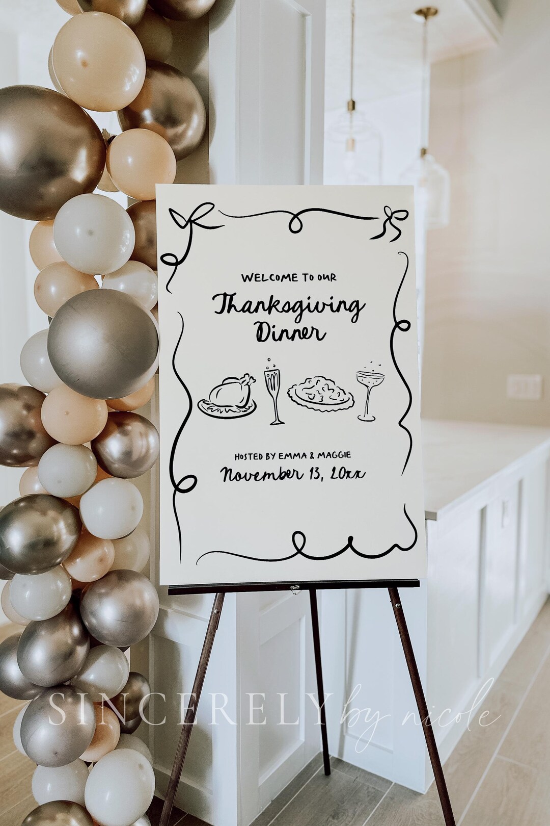 Hand Drawn Thanksgiving Welcome Sign, Vintage Thanksgiving Welcome Sign ...