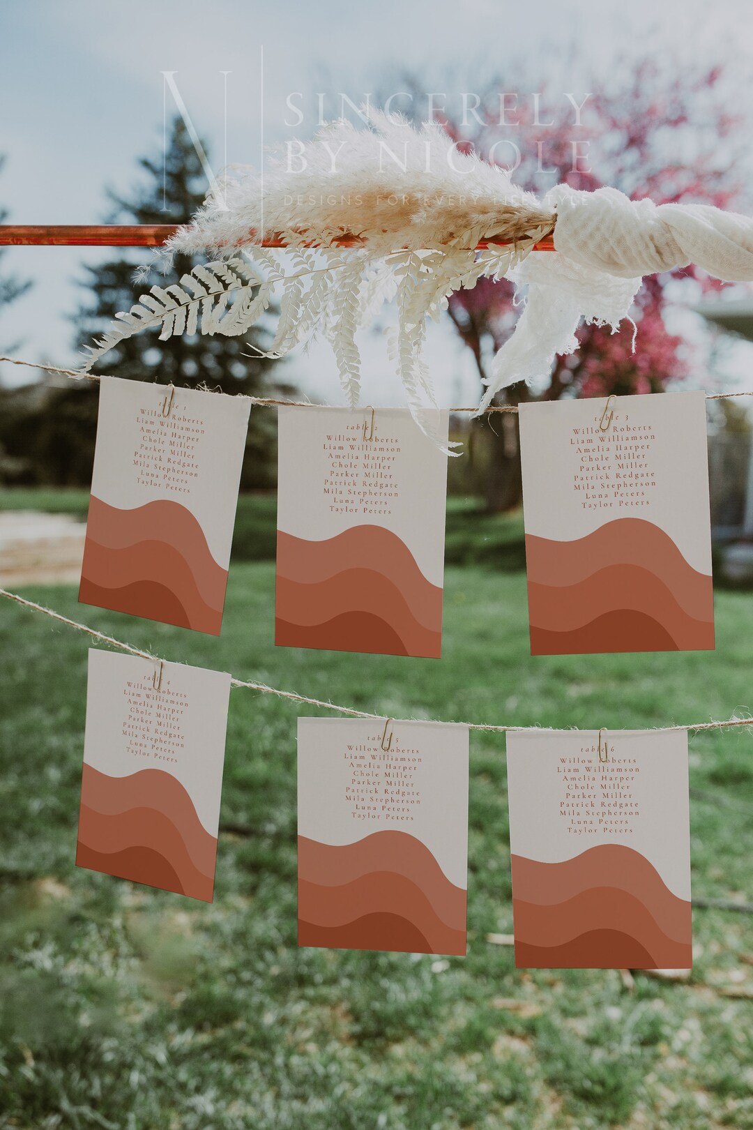 Boho Table Number Name Cards, Editable Table Numbers, Bohemian ...