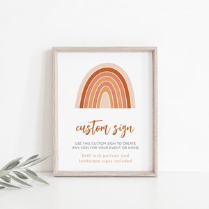 Boho Terracotta Rainbow Custom Sign Template, Boho Rainbow Sign ...