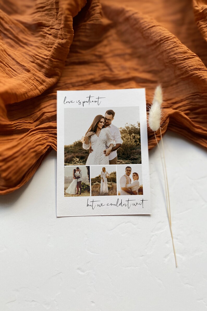 Photo Elopement Announcement Love is Patient Wedding - Etsy