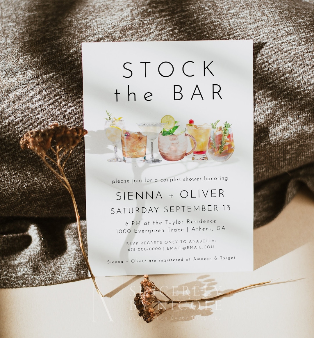 Stock the Bar Couples Shower Template, Bar Wedding Shower Invitation ...