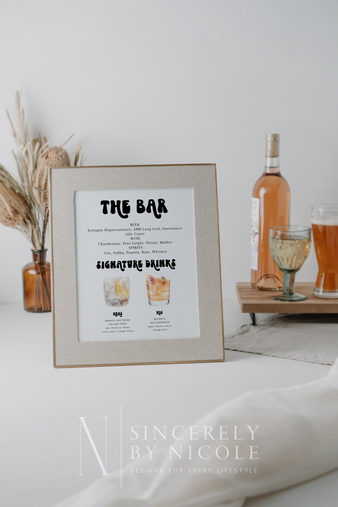 Signature Drinks Sign, Printable Bar Menu Sign Template, Editable ...