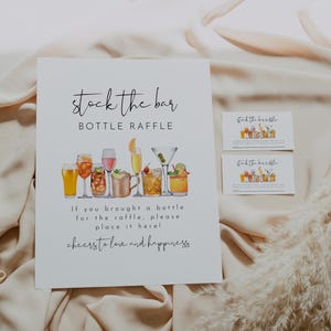 Stock the Bar Bottle Raffle Game, Canva Couples Shower Game Signage ...