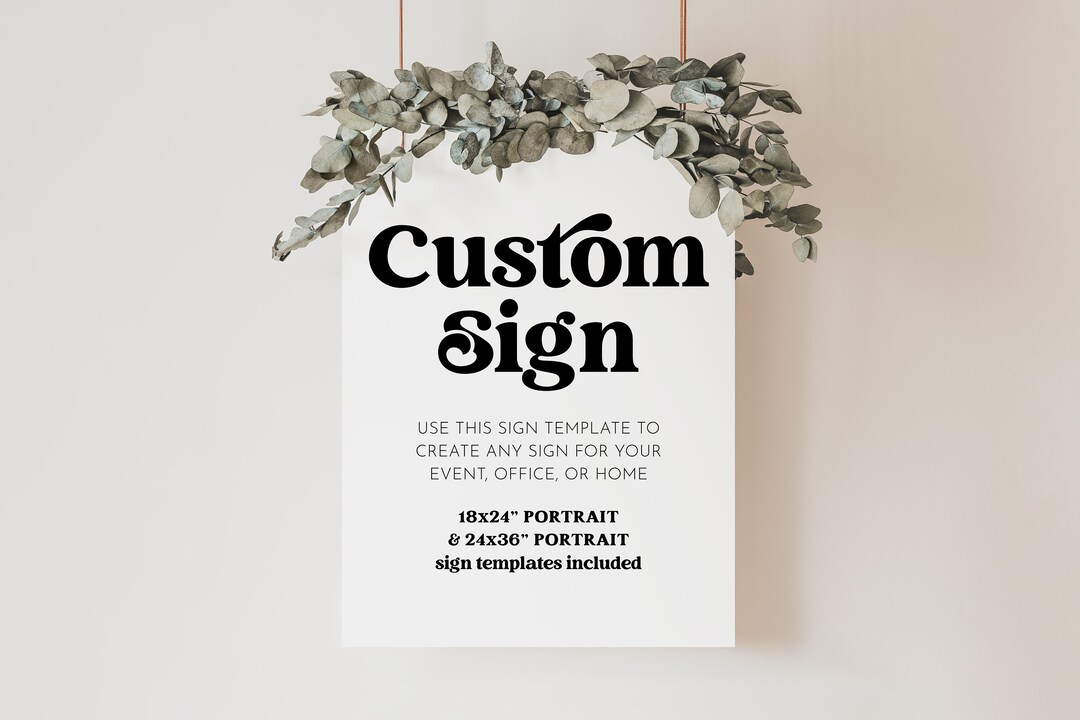 Editable Custom Sign, Printable Signs, Retro Sign Editable Printable ...