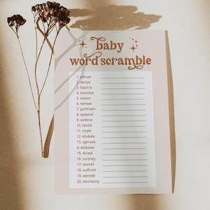 Baby Word Scramble Game, Baby Shower Game, Editable Shower Game, Word ...