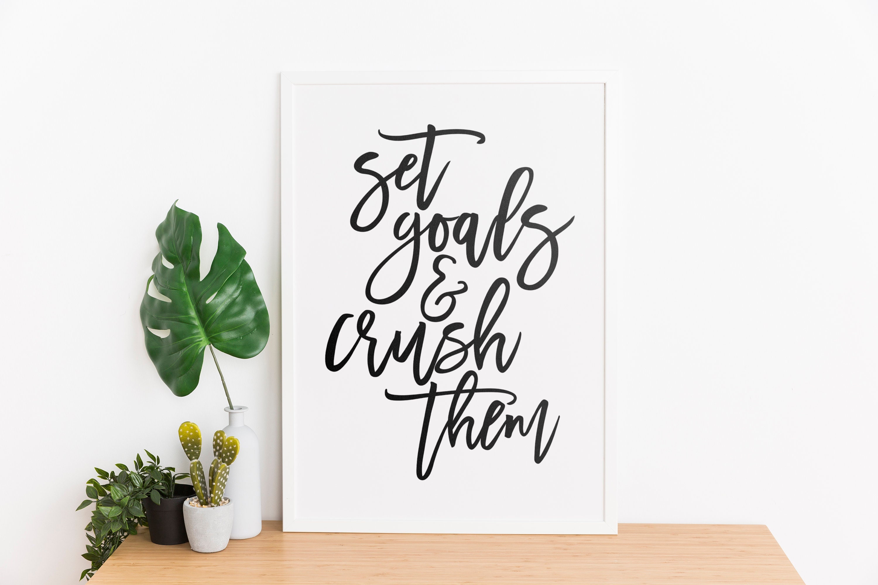 Set Goals And Crush Them Motivational Poster Inspirational | Etsy