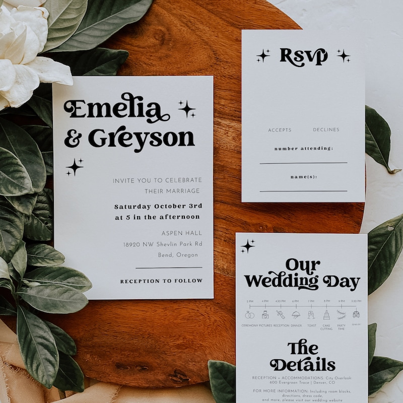 Retro Wedding Invitation - Etsy