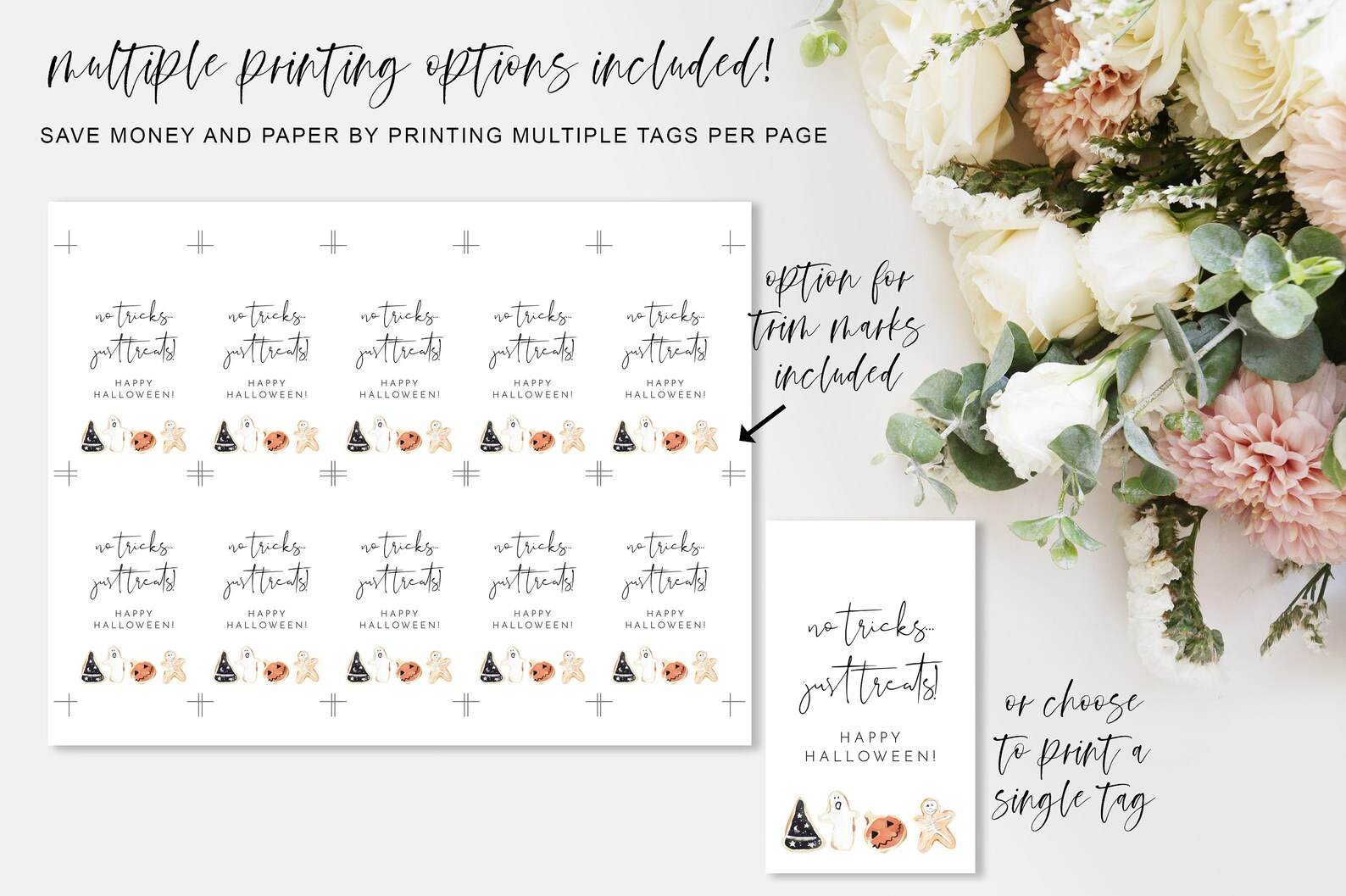 No Tricks Just Treats Halloween Gift Tag Printable Halloween - Etsy