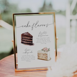 Cake Flavors Sign Template, Canva Editable Cake Menu Sign, Wedding Cake ...