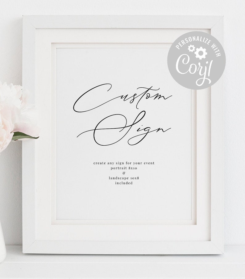 Custom Sign Template Editable Signs Sign Template Corjl | Etsy