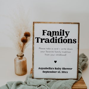 Editable Printable Family Traditions Card, Family Traditions Baby ...
