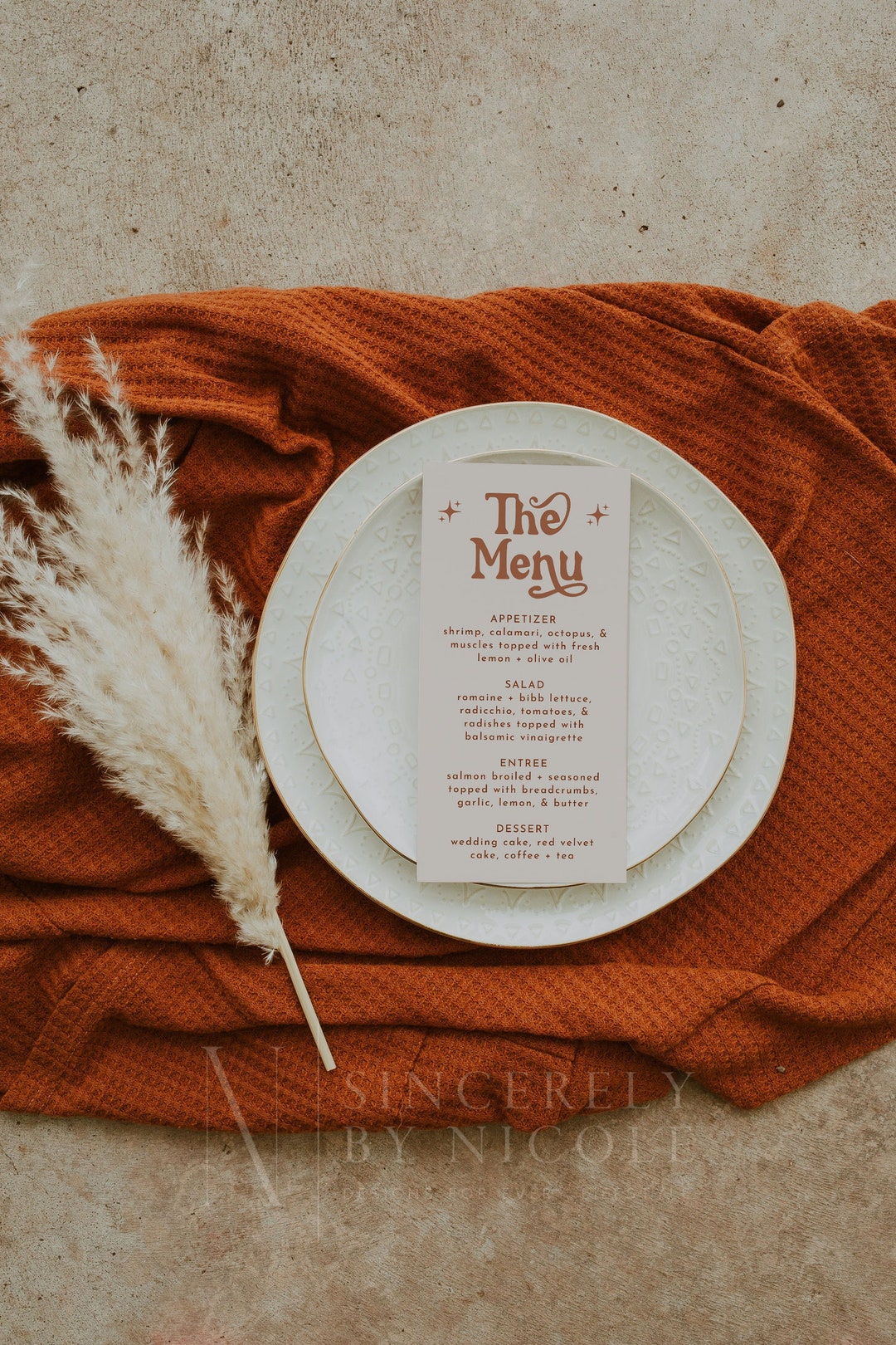 Retro Menu Template, Boho Menu Editable Printable, Modern Retro Menu ...