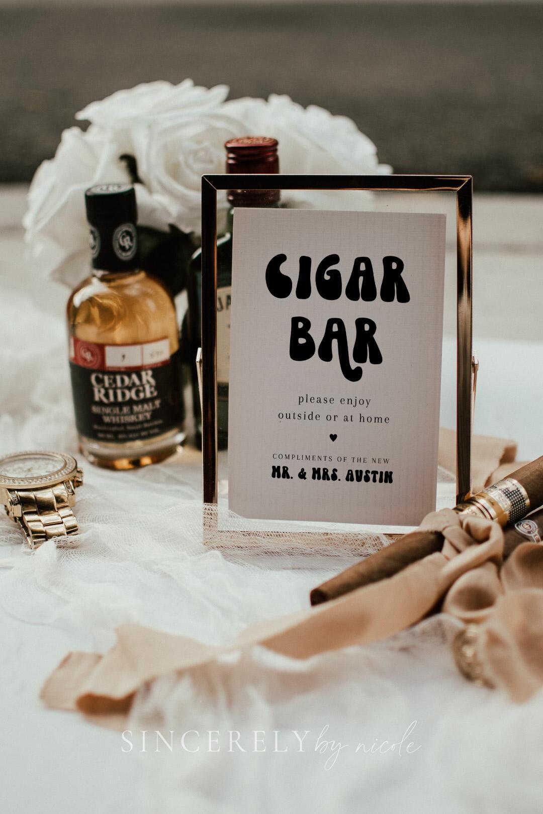 Cigar Bar Sign Template, Modern Minimalist Cigar Table Signs ...