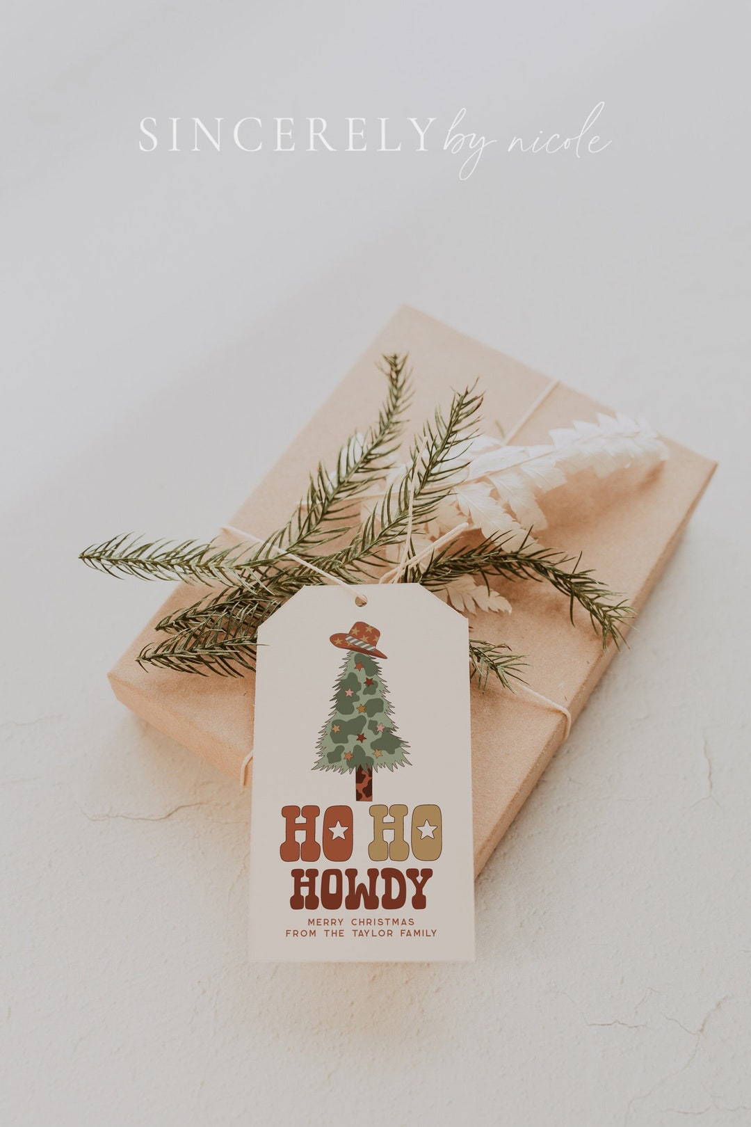 Cowboy Christmas Gift Tag Printable, Printable Merry Christmas Gift ...