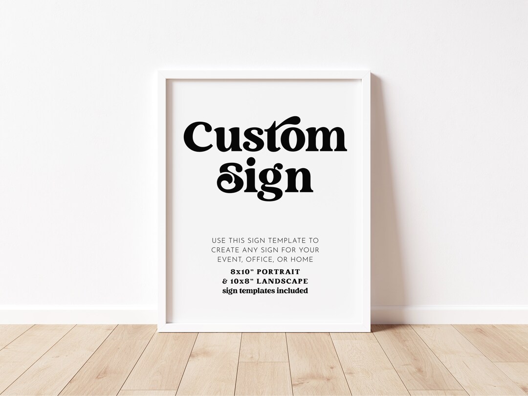 Editable Custom Sign, Printable Signs, Retro Sign Editable Printable ...