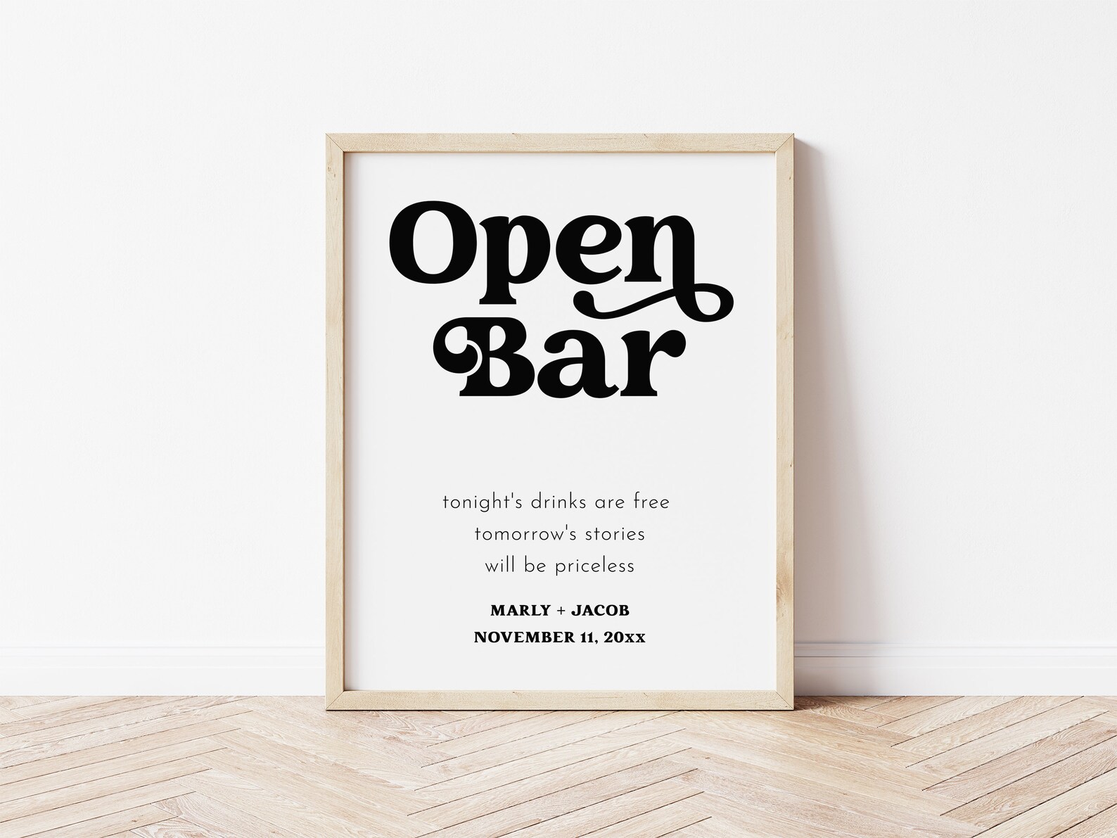 Printable Open Bar Sign Modern Minimalist Wedding Bar Sign - Etsy