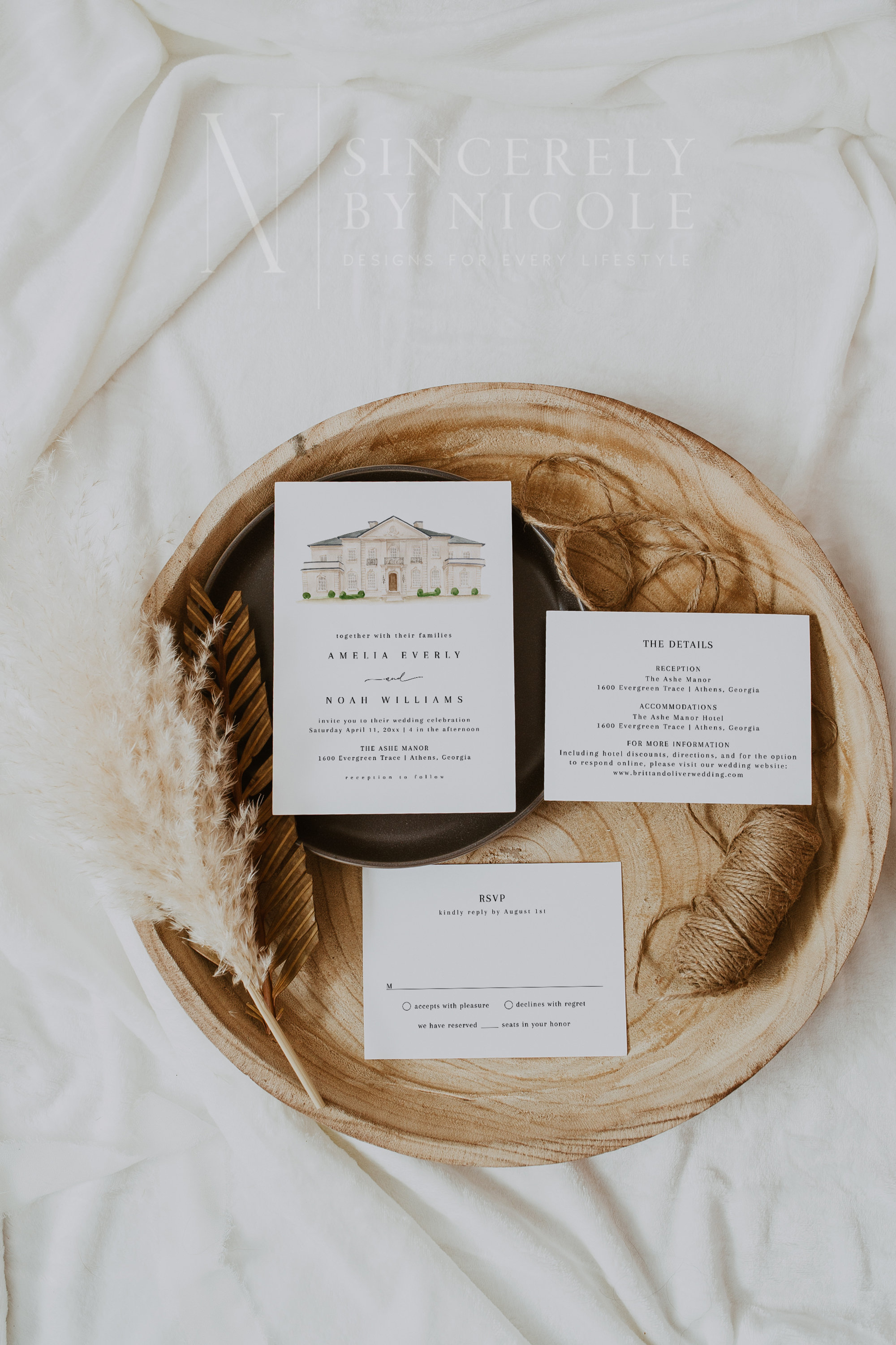 Manor House Wedding Venue Wedding Invitation Template Editable ...