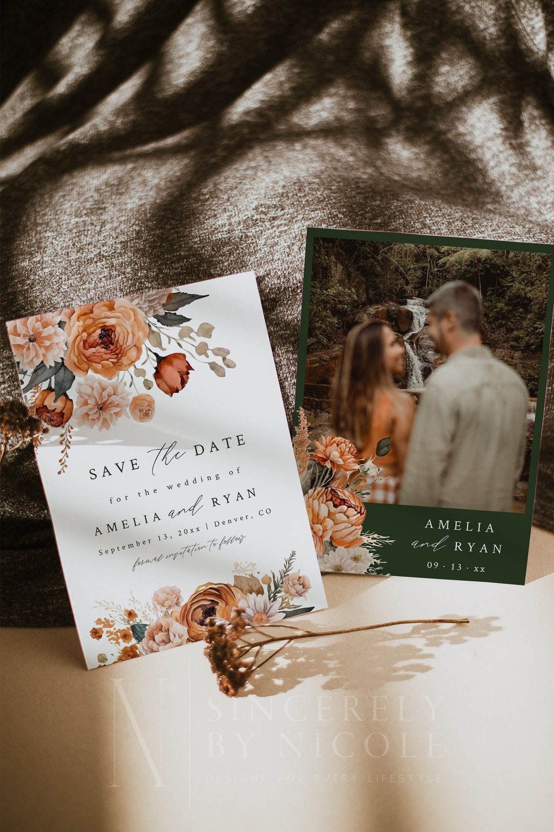 Terracotta Save the Date Template, Sage Terracotta Wedding Save the ...