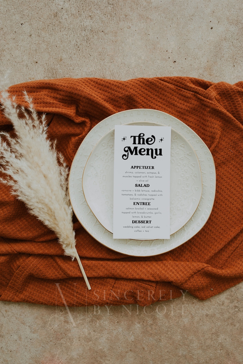 Retro Menu Template Boho Menu Editable Printable Modern - Etsy