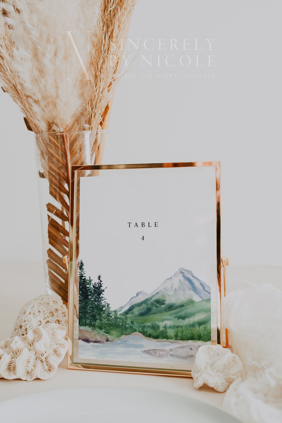 Mountain Wedding Table Numbers Template, Outdoor Wedding Table Numbers ...