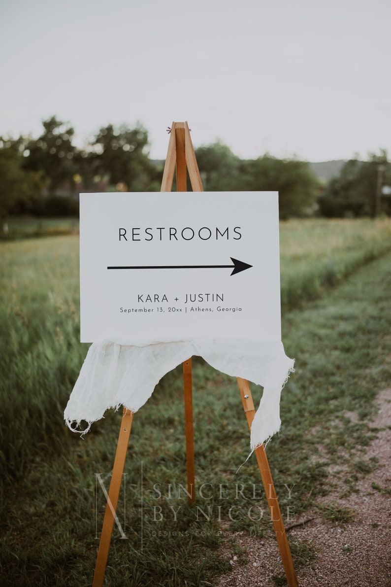 Modern Minimalist Restroom Sign Template Editable Printable - Etsy