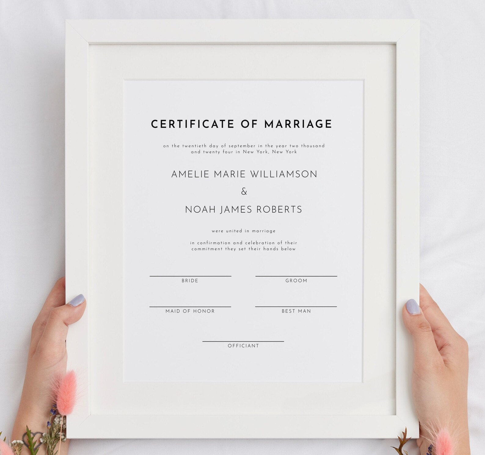 Modern Certificate of Marriage Modern Certificate Keepsake - Etsy
