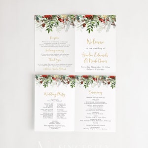 Editable Wedding Programs, Winter Wedding Programs Christmas, Christmas ...