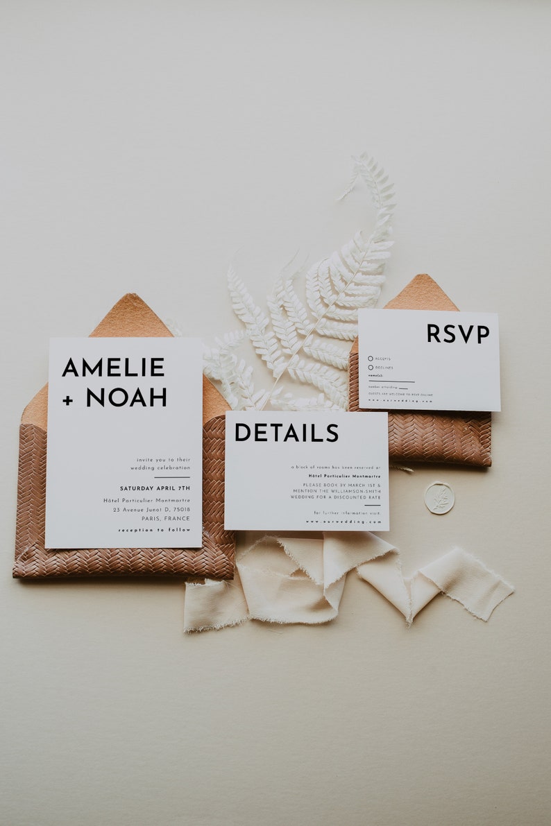 Minimalist Wedding Invitations Suite Minimalist Wedding - Etsy