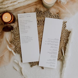 Modern Wedding Program Template, Minimalist Order of Service, Boho Wedding Program, Editable ...