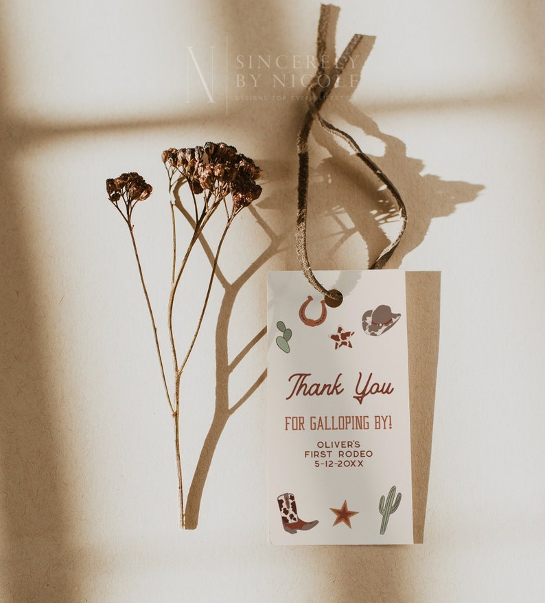 First Rodeo Birthday Thank You Tag Cowboy Birthday Favor Tag - Etsy