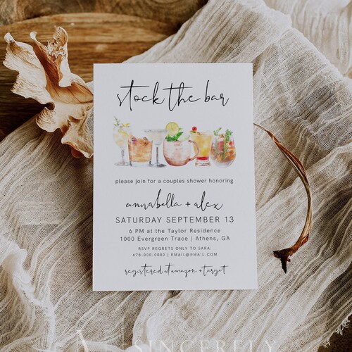 Stock the Bar Invitation Template Couples Wedding Shower - Etsy