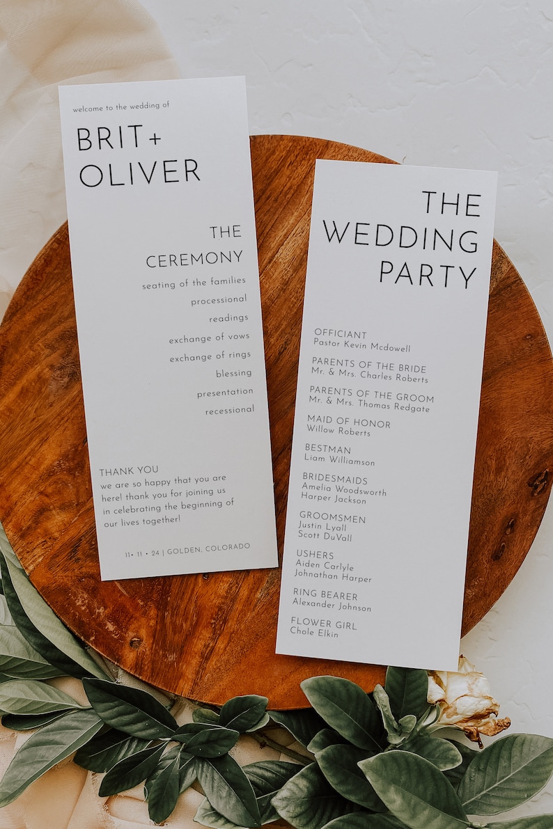 Minimalist Wedding Program Template Wedding Program Modern - Etsy