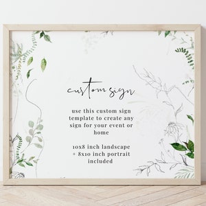 Fully Editable Greenery Sign Template, Editable Greenery Signs ...