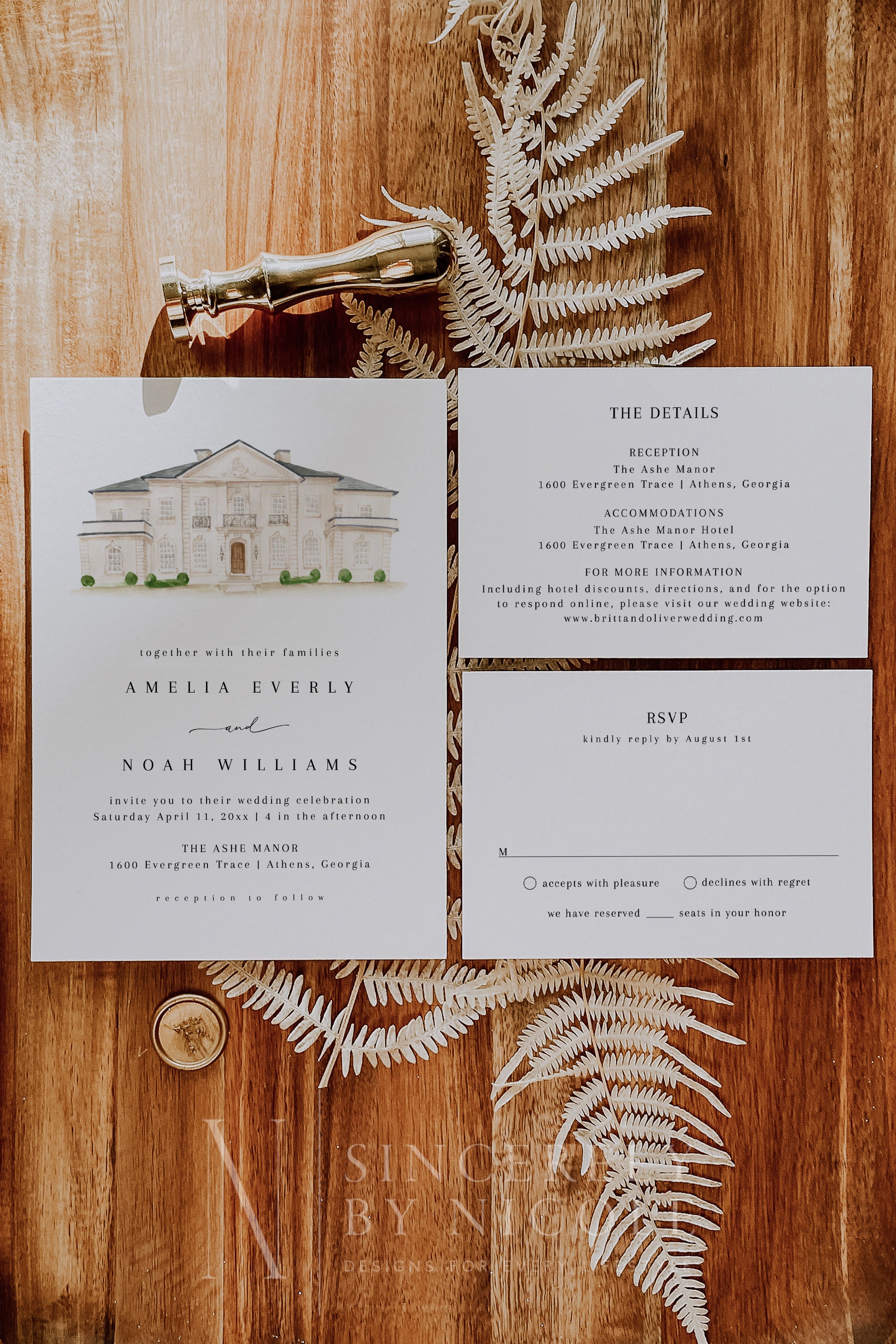 Manor House Wedding Venue Wedding Invitation Template Editable ...