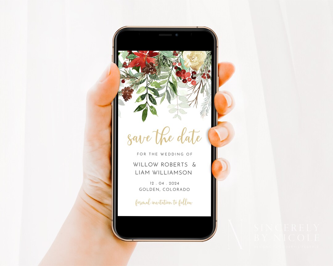 Christmas Electronic Save the Date Template, Text Message Save the Date ...