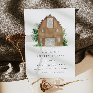 Barn Save the Date, Rustic Barn Save the Date Wedding Venue, Country ...