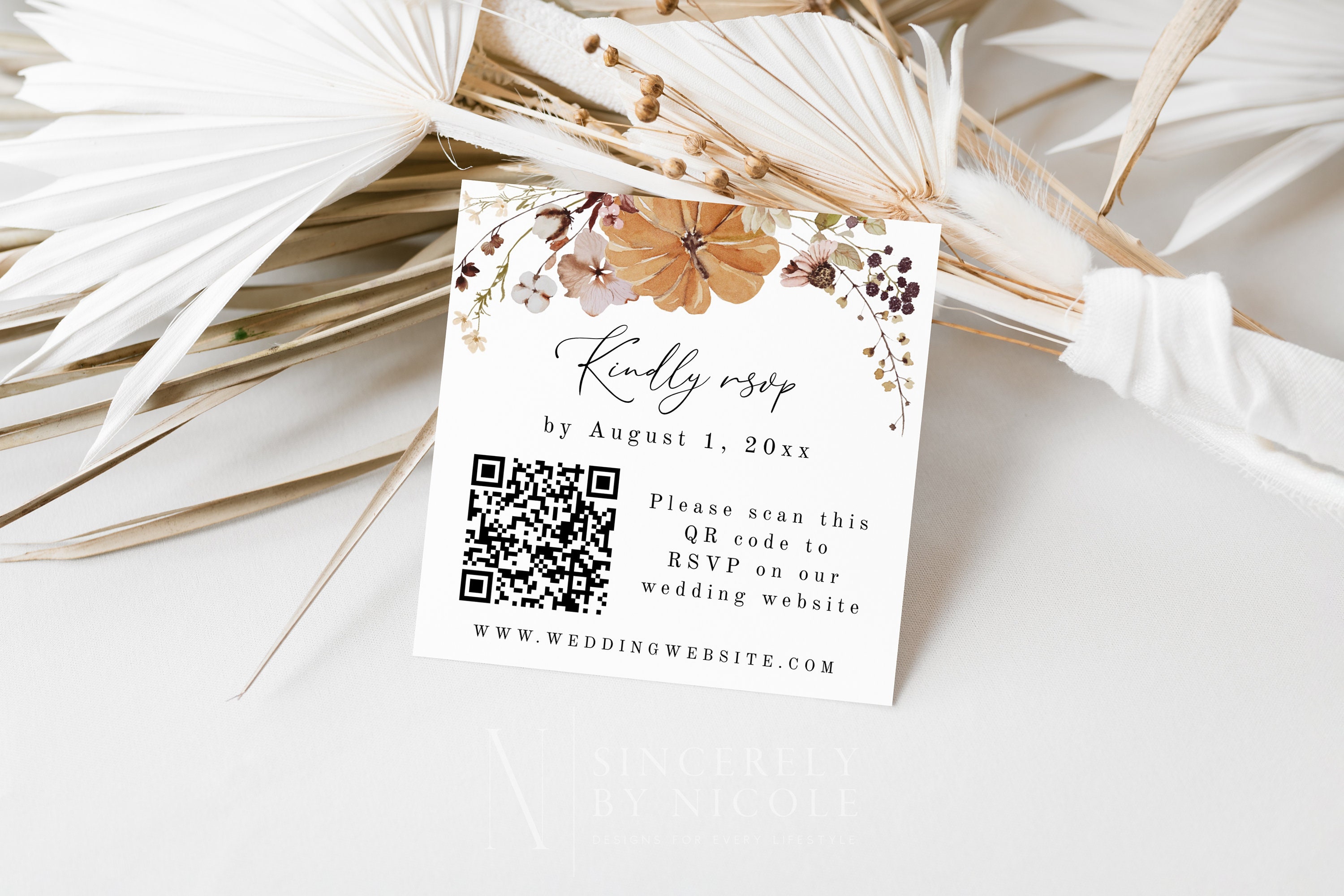 QR Code Response Card Editable Printable Fall RSVP Template - Etsy