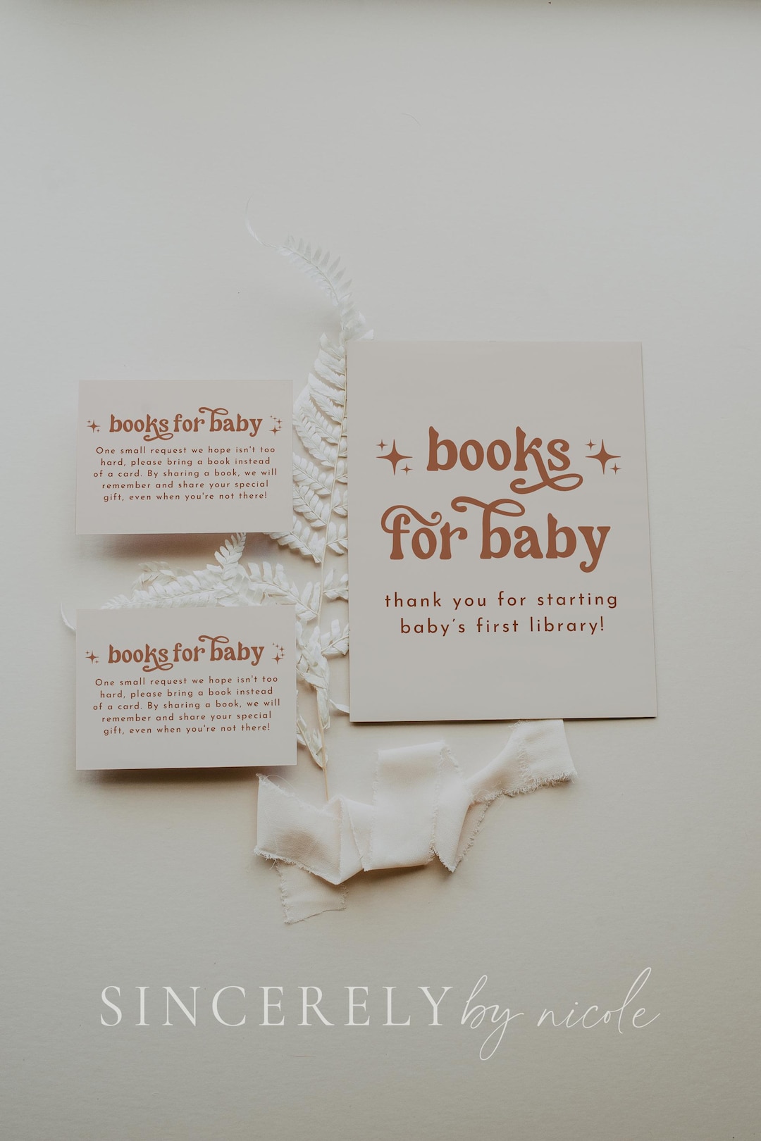 Books for Baby Sign Template, Printable Boho Books for Baby Card ...