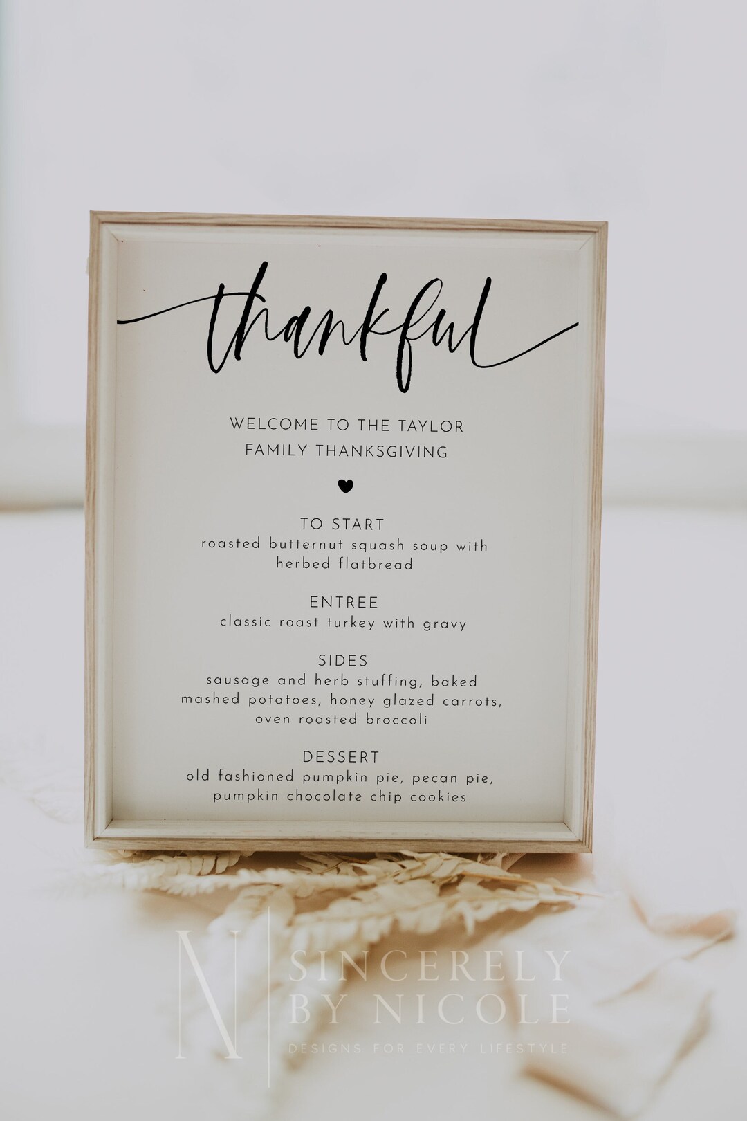 Thanksgiving Dinner Menu Sign Template, Editable Printable 8x10 Menu ...