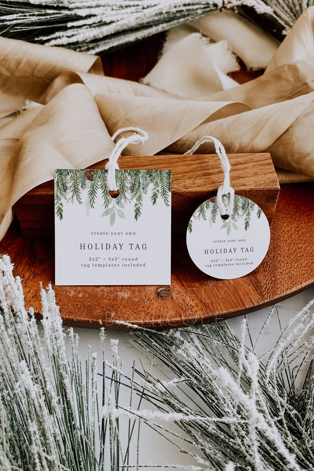 Holiday Gift Tag Template, Instant Download, Christmas Script Tag ...
