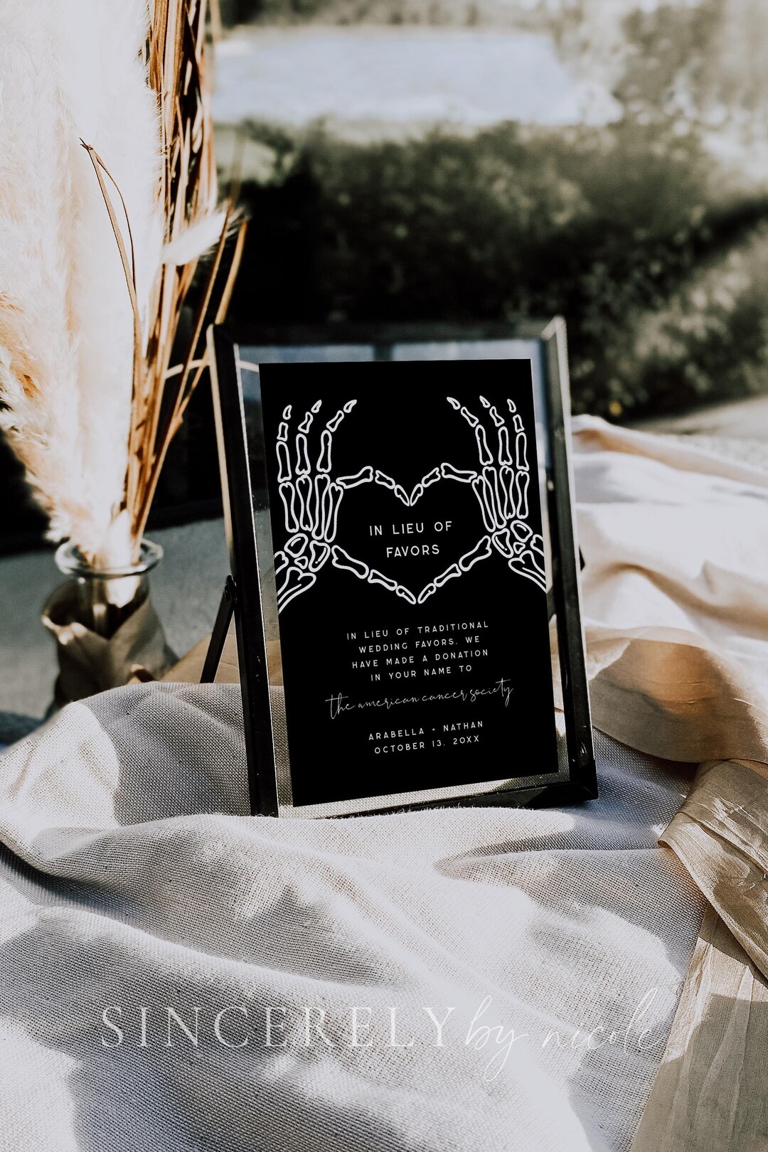 In Lieu of Favors Wedding Sign, Gothic Wedding Signs, Halloween Wedding ...