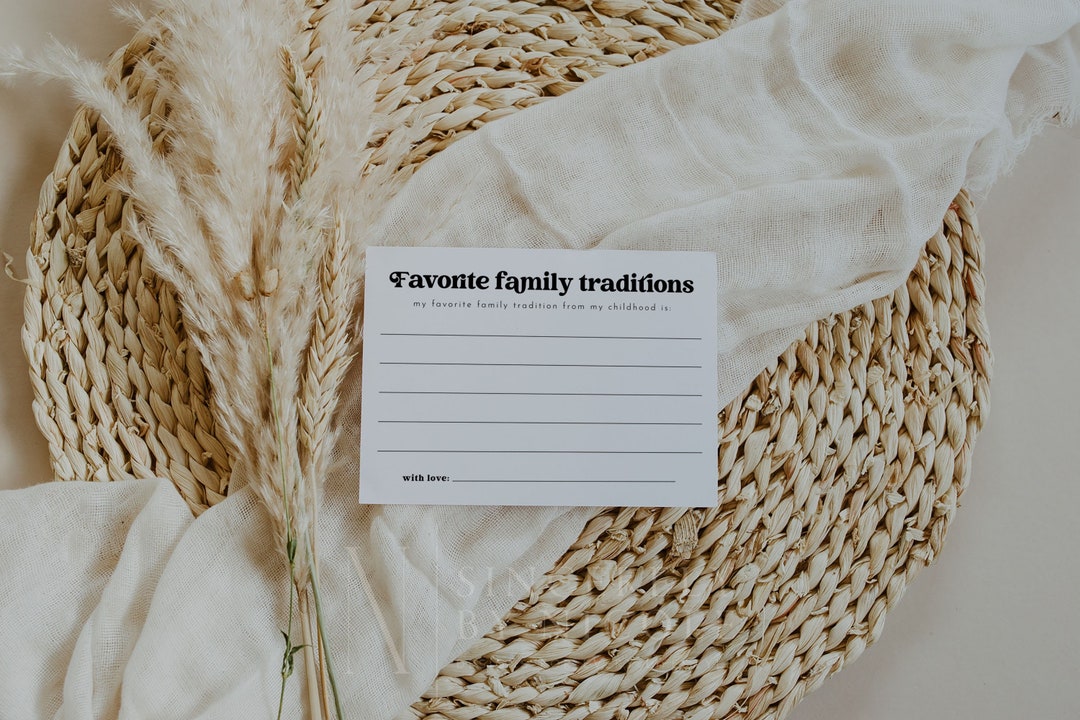Editable Printable Family Traditions Card, Family Traditions Bay Shower ...