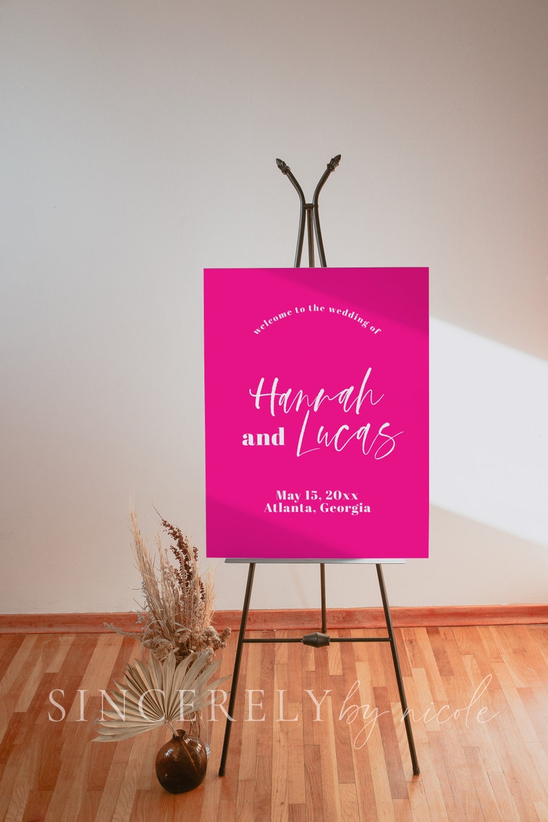 Colorful Wedding Welcome Sign Template, Pink Wedding Welcome Sign, Hot ...