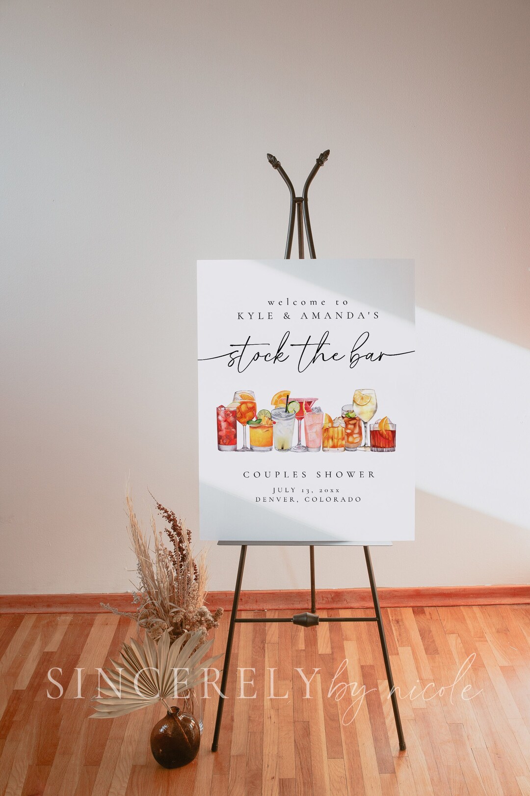 Stock the Bar Welcome Sign, Couples Shower Welcome Sign Template, Stock ...