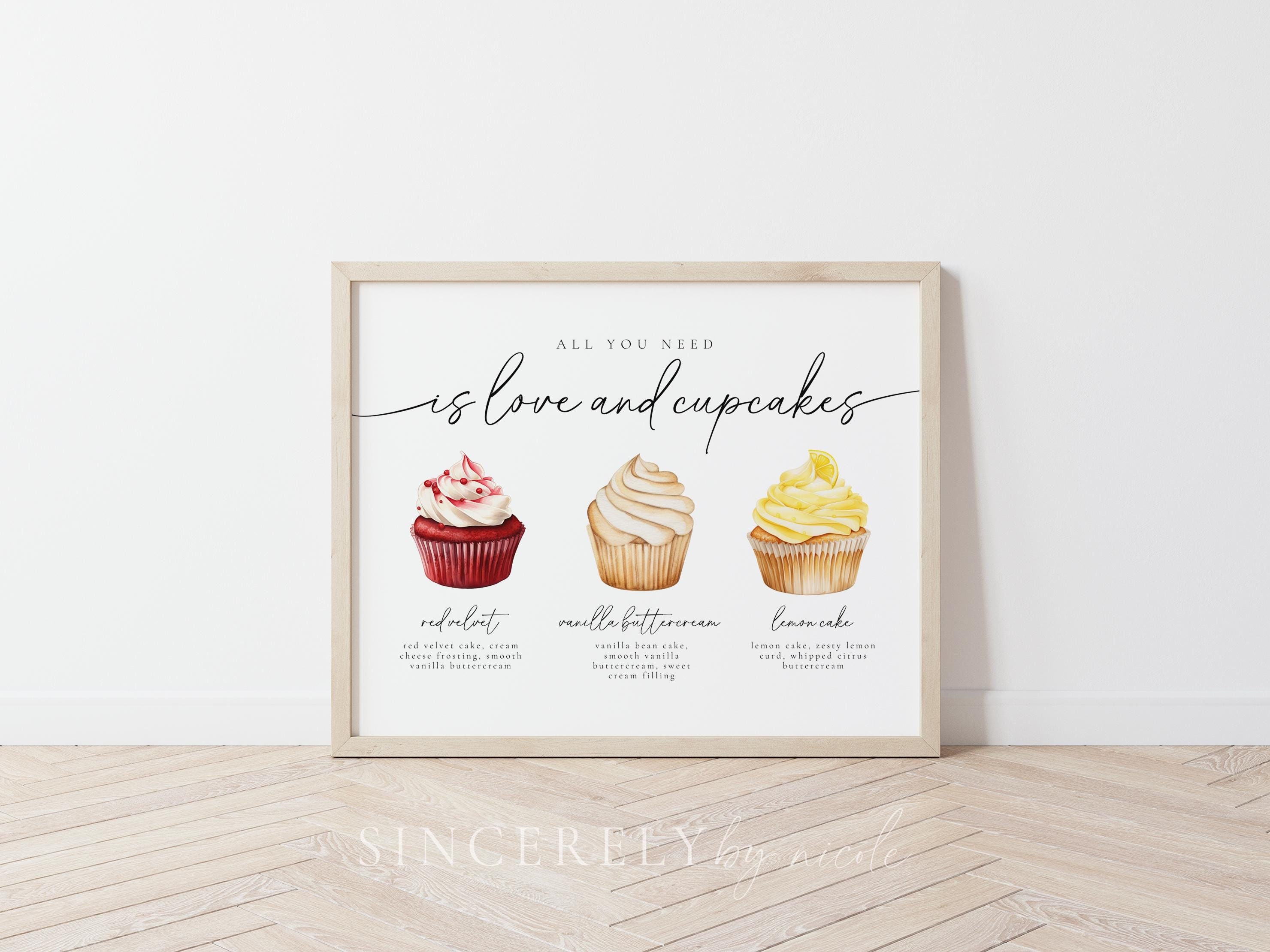 Cupcake Menu Sign, All You Need is Love and Cupcakes, Editable Wedding ...