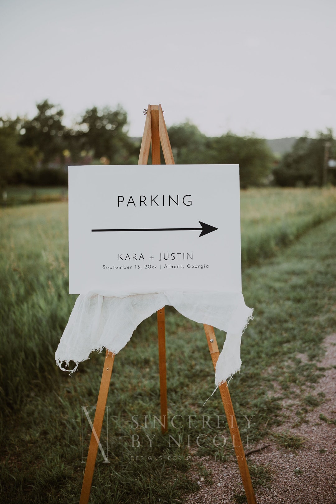 Wedding Parking Sign, Arrow Parking Sign Template, Editable Printable ...