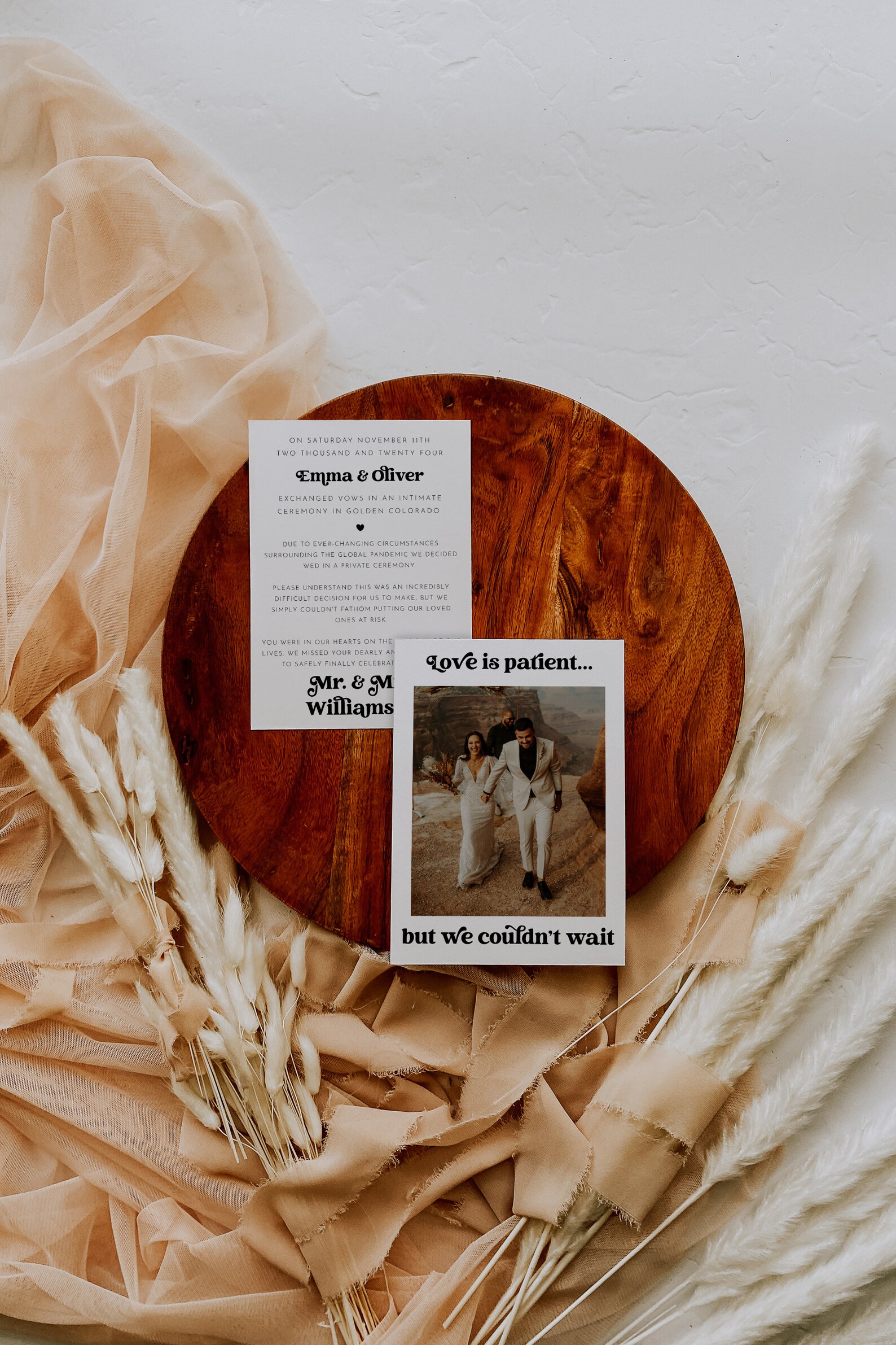 Photo Elopement Announcement Love is Patient Wedding - Etsy